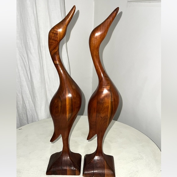 Art | Mid Century Modern Mcm Walnut Crane Bird Statue Art Sculpture ...